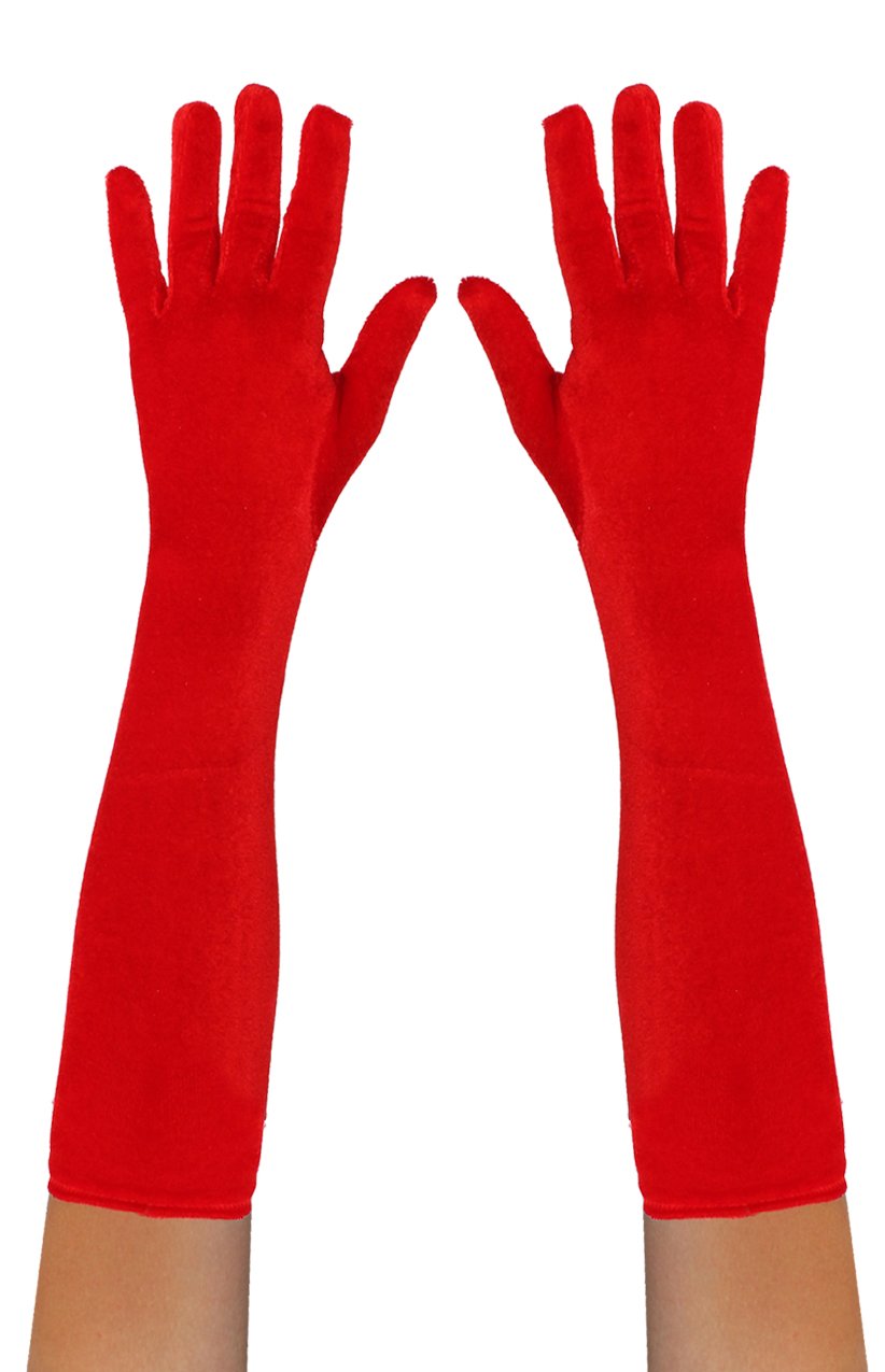 Long Red Gloves - Velour | I Love Fancy Dress