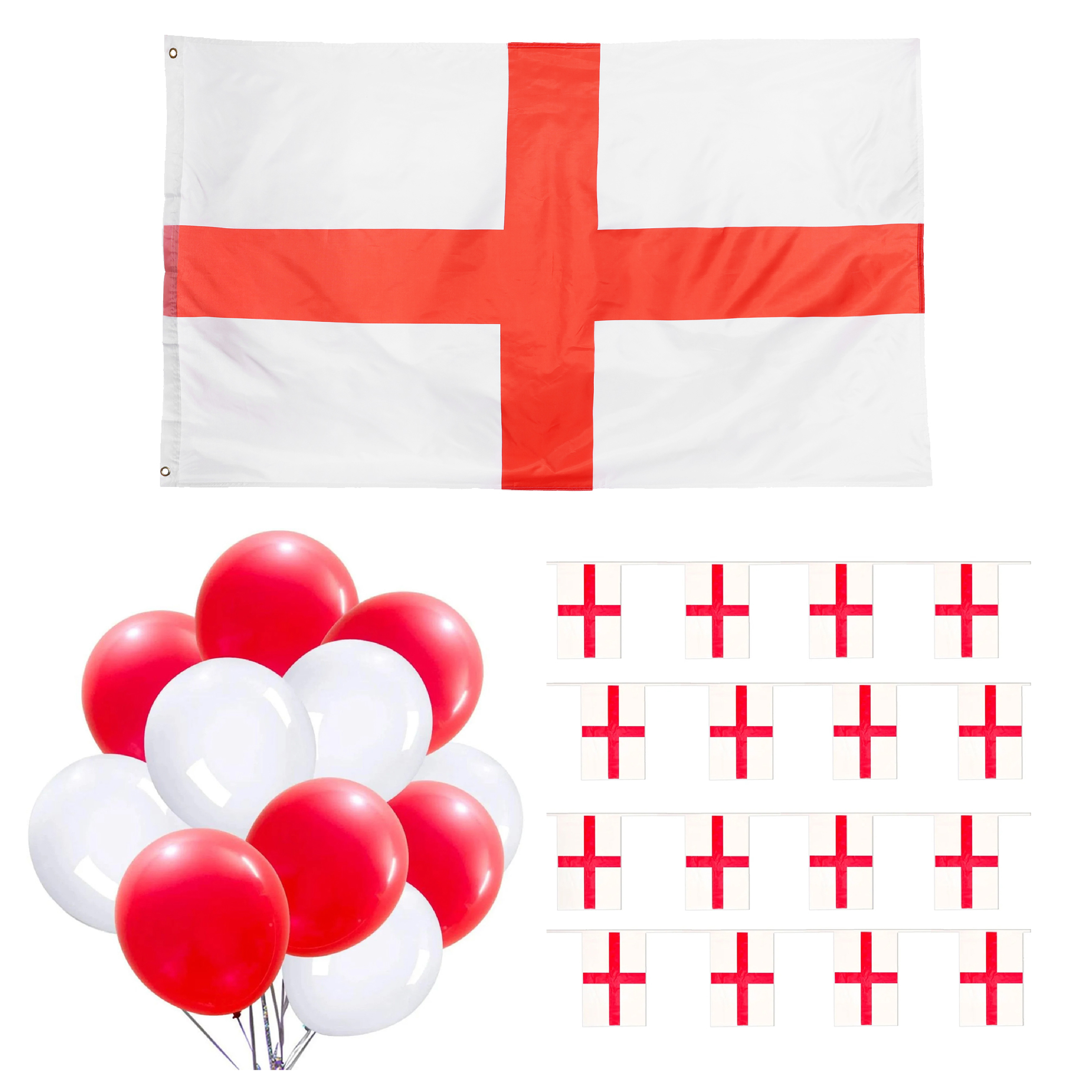 22 Piece England Party Pack - Flag, Bunting & Balloons | I Love Fancy Dress