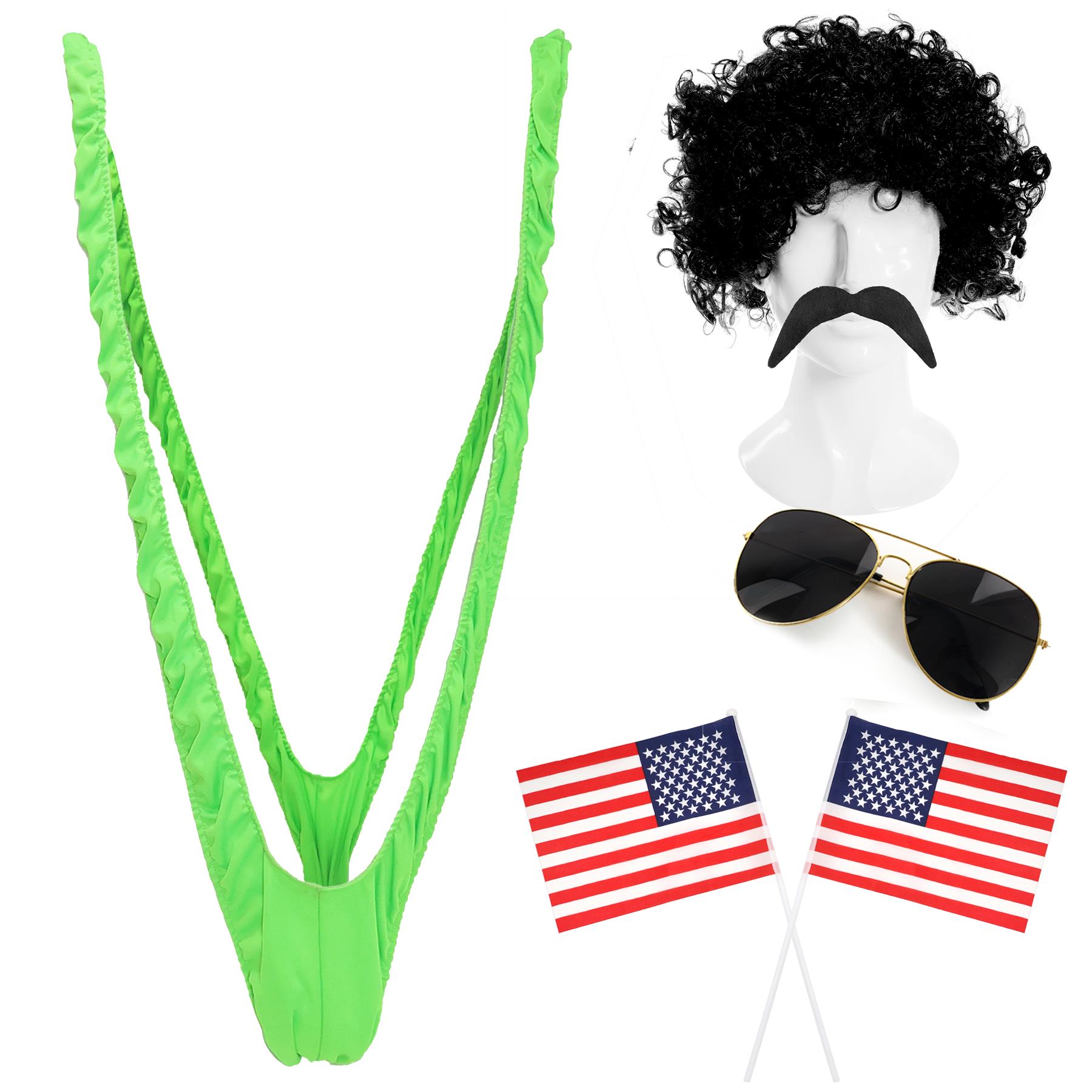 Borat Inspired Mankini Costume | 6 Pcs | Mankini, Wig, Glasses, Tash ...