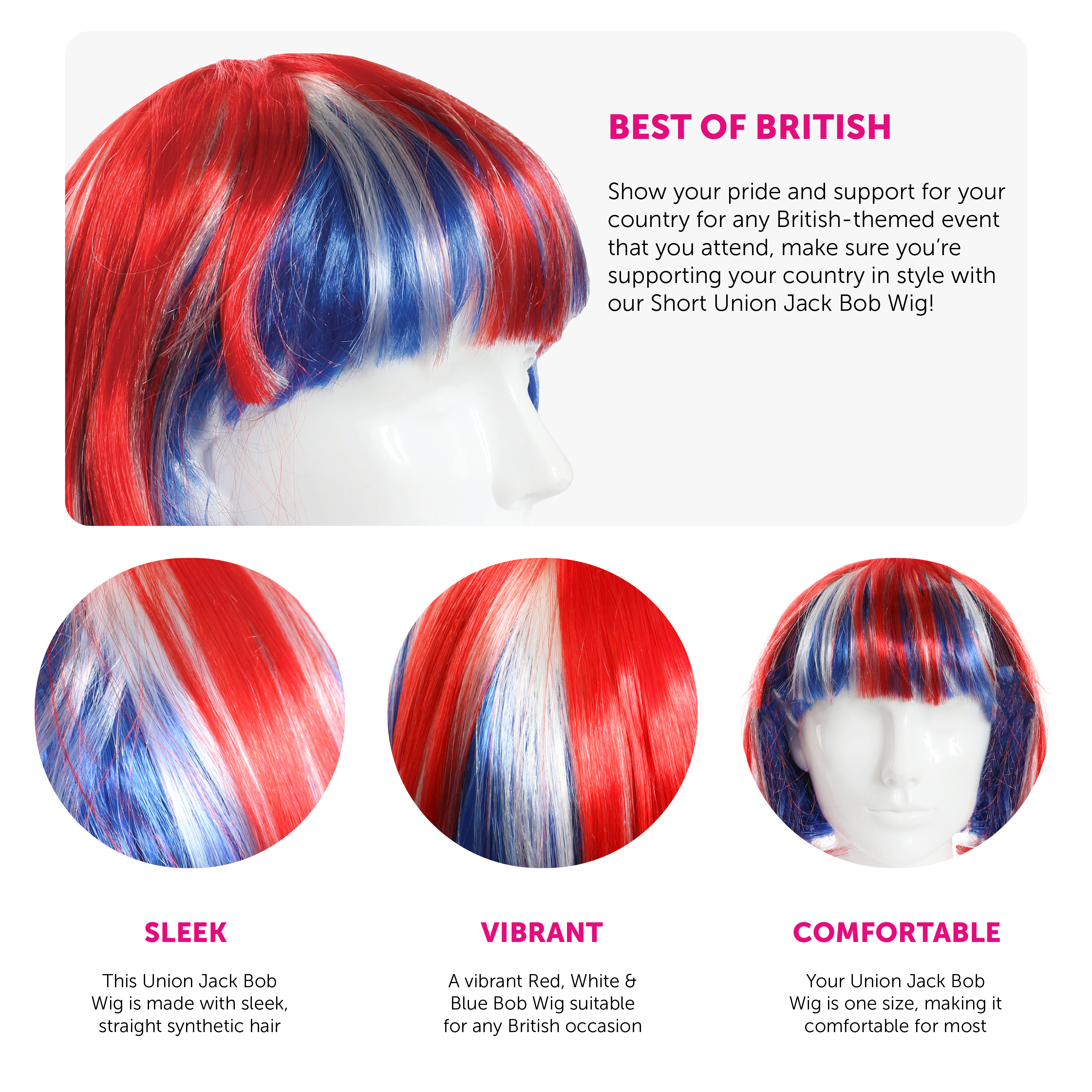 Childs Union Jack Bob Wig | I Love Fancy Dress