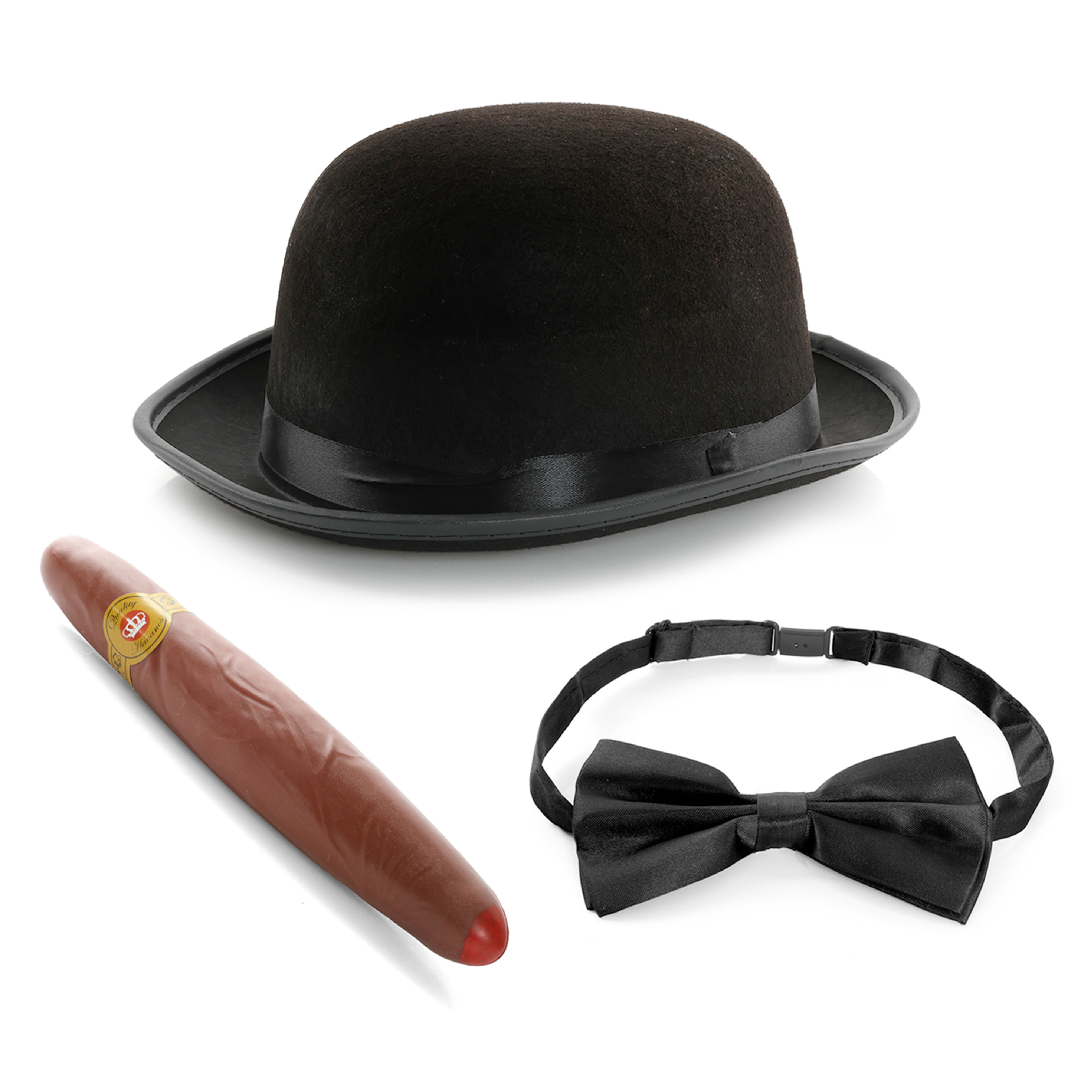 Winston Churchill - Bowler Hat Costume Accessory Set | I Love Fancy Dress