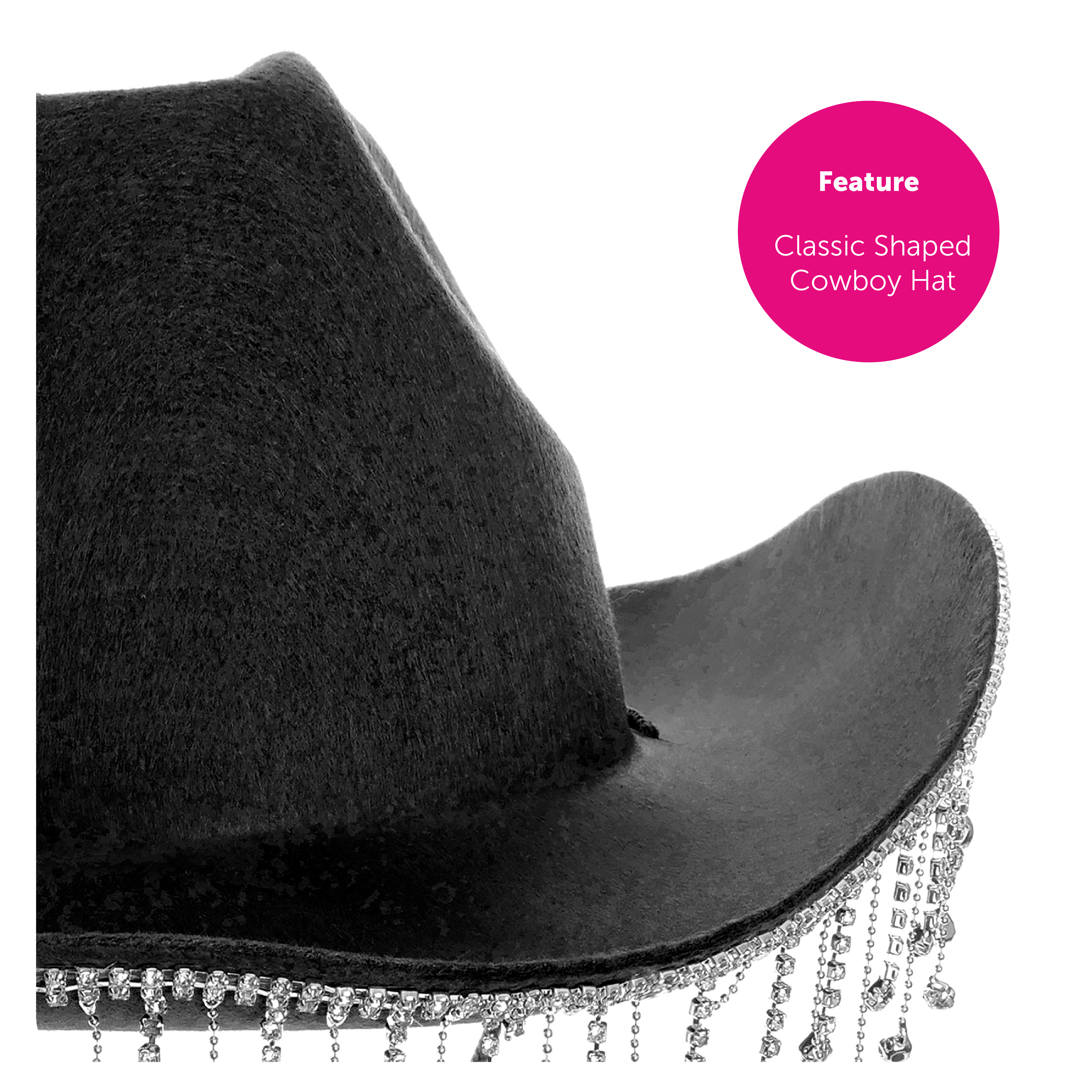 Black Cowboy Hat with Diamantes & Black Circular Glasses | I Love Fancy ...