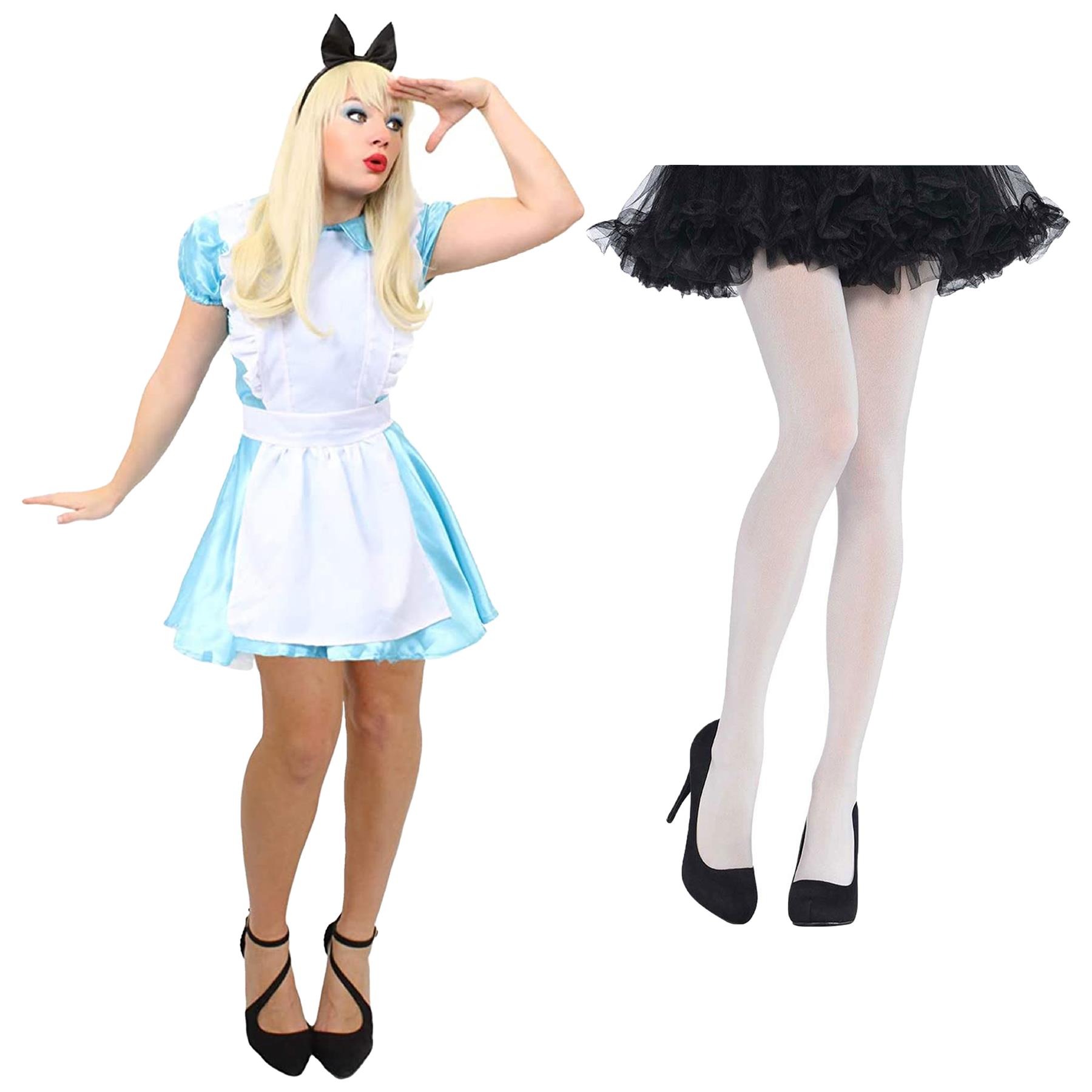 Ladies Alice Costume | 3 Pcs | Dress, Headband & White Tights | I Love ...