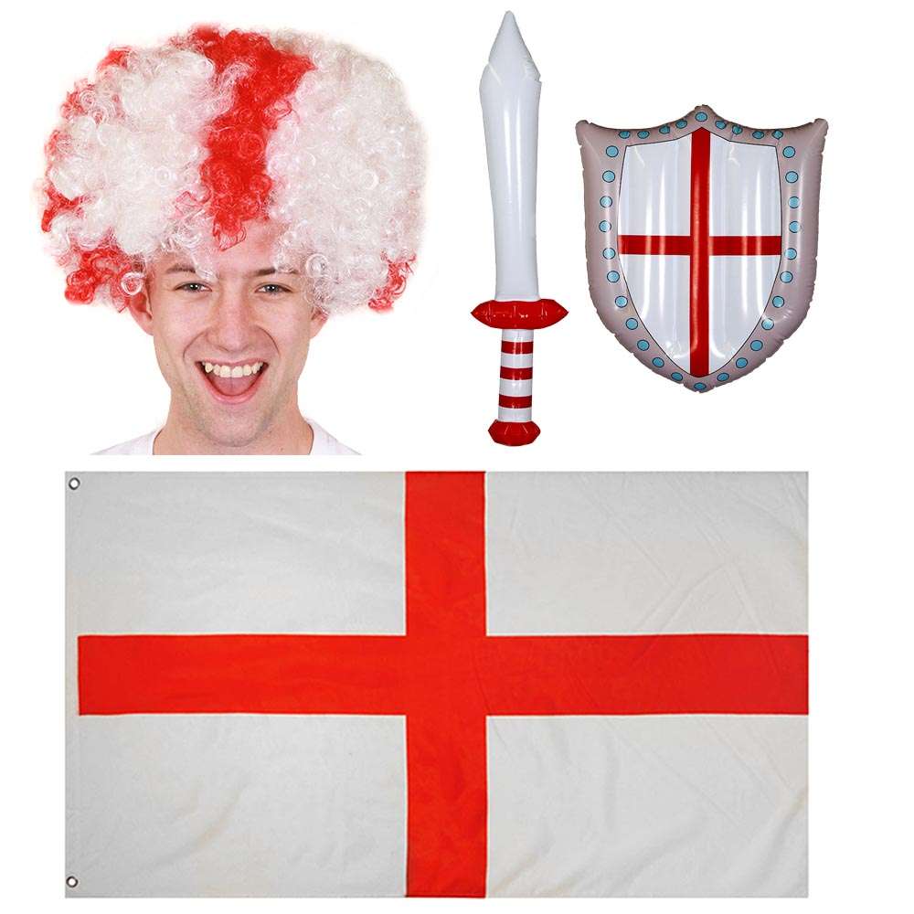 St George's Day Set - Wig, Flag + Inflatables | I Love Fancy Dress